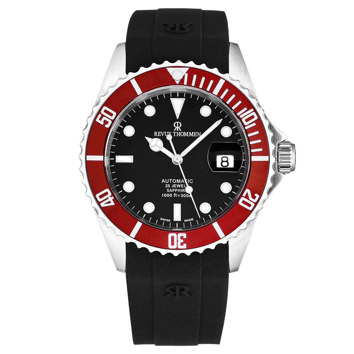 Revue Thommen 17571.2836 Men s Diver Black Dial Rubber Strap Swiss Automatic Watch